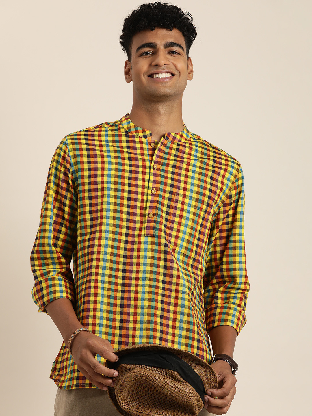 Buy Taavi Gamcha Handloom Woven Legacy Handloom Pure Cotton Kurta ...