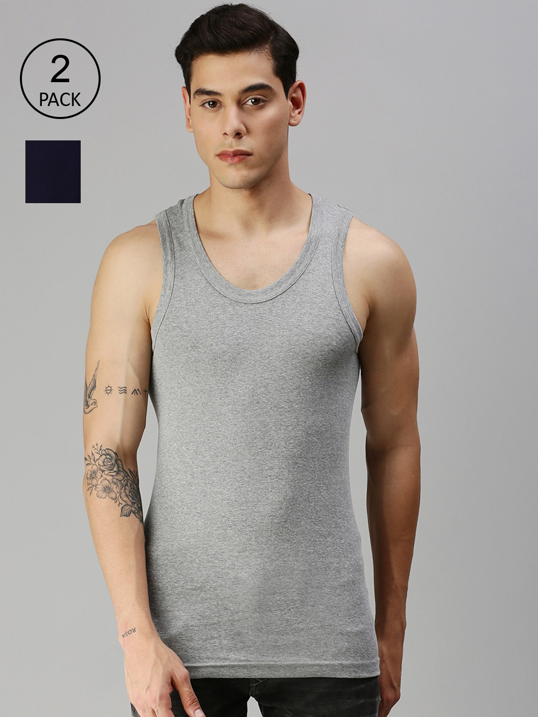 Buy ONN Men Pack Of 2 Solid Innerwear Vest - Innerwear Vests for Men ...