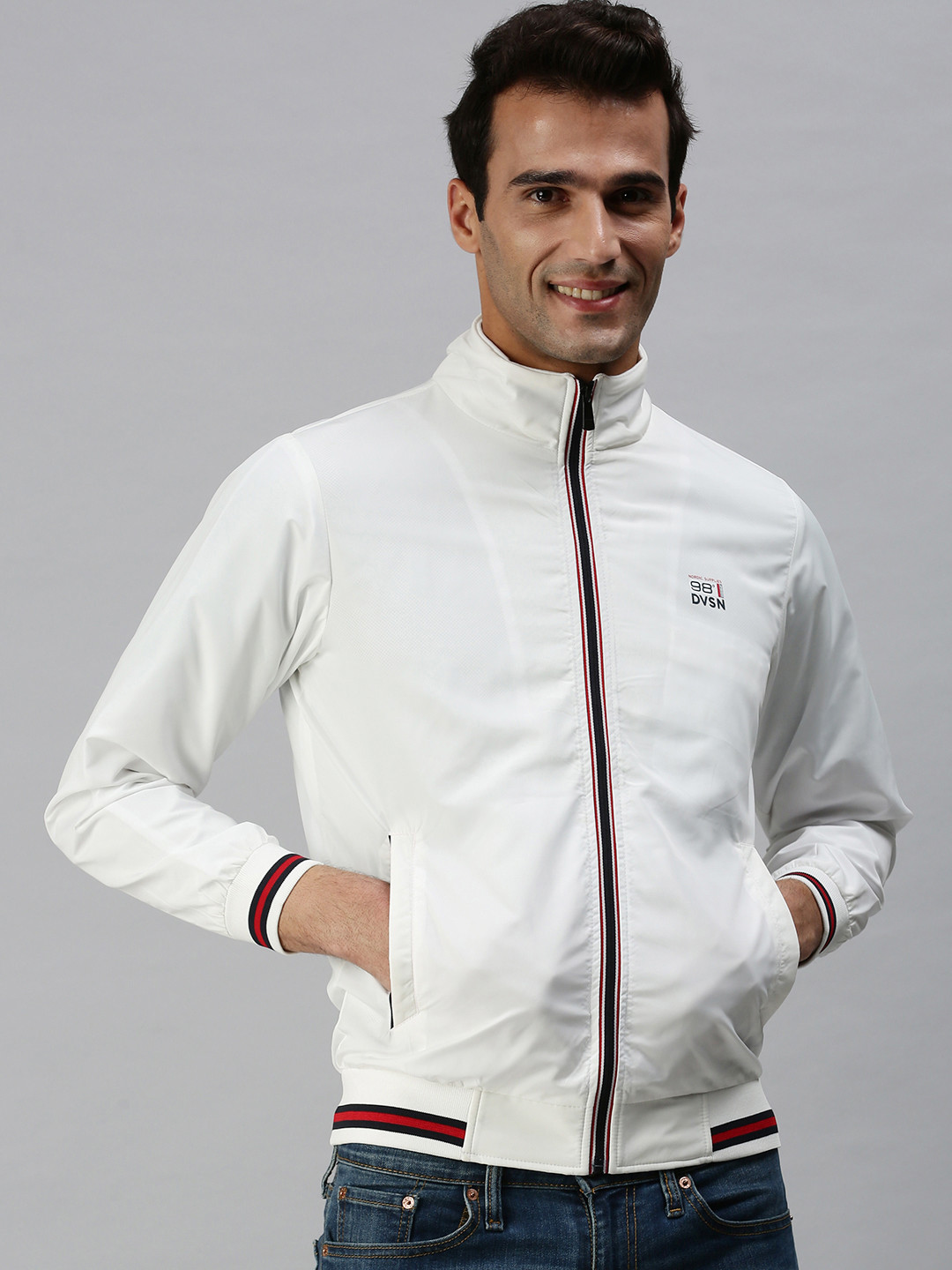 Buy SHOWOFF Men White Zip Jacket - Jackets for Men 19135146 | Myntra