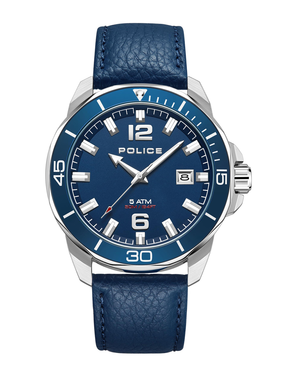 Buy Police Men Blue Dial & Black Leather Straps Analogue Watch ...