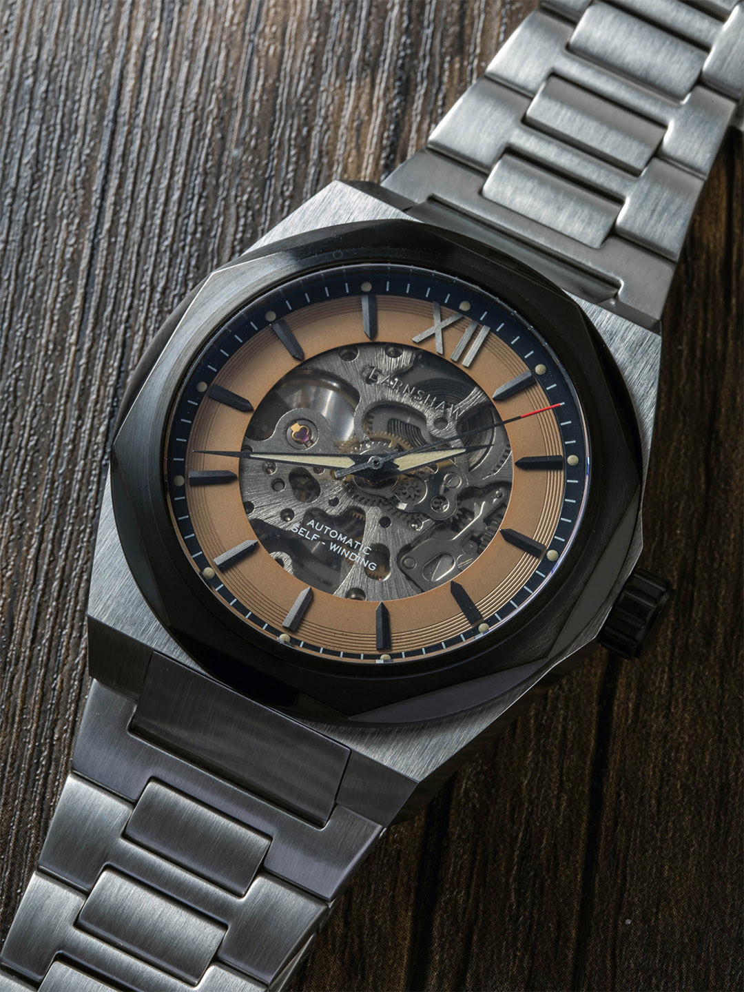 Buy EARNSHAW Men Clark Skeleton Automatic Brown Round Dial Men's Watch ...