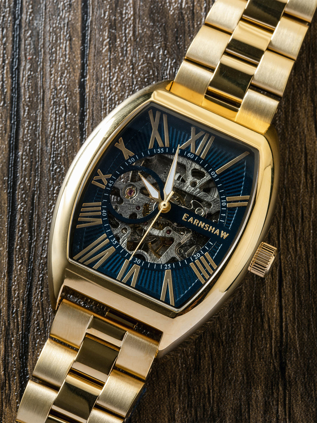 Buy EARNSHAW Beauchamp Automatic Skeleton Blue Tonneau Dial Men's Watch ...