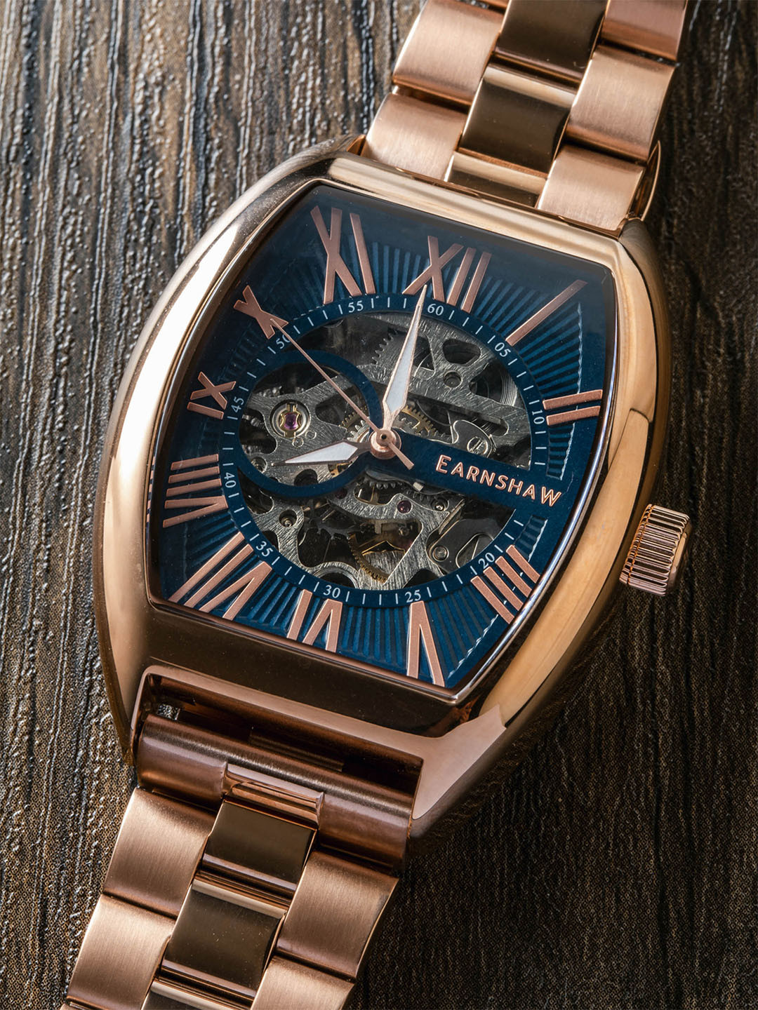 Buy EARNSHAW Beauchamp Automatic Skeleton Blue Tonneau Dial Men Watch ...