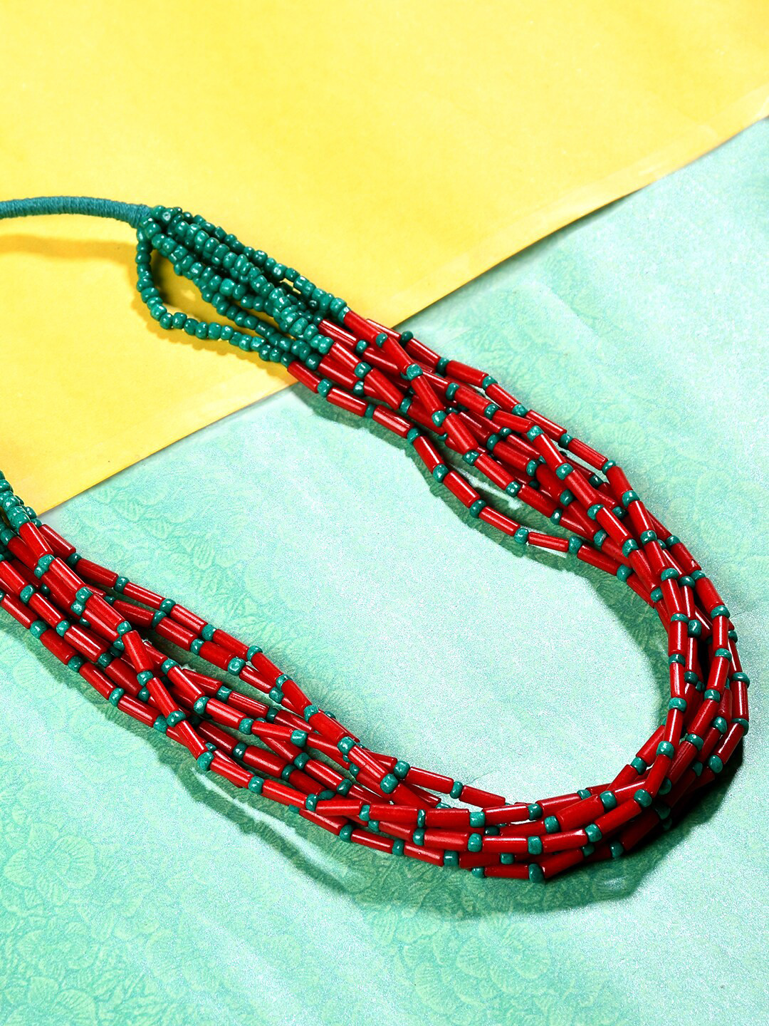 Buy Bamboo Tree Jewels Red & Blue Handcrafted Necklace - Necklace And ...