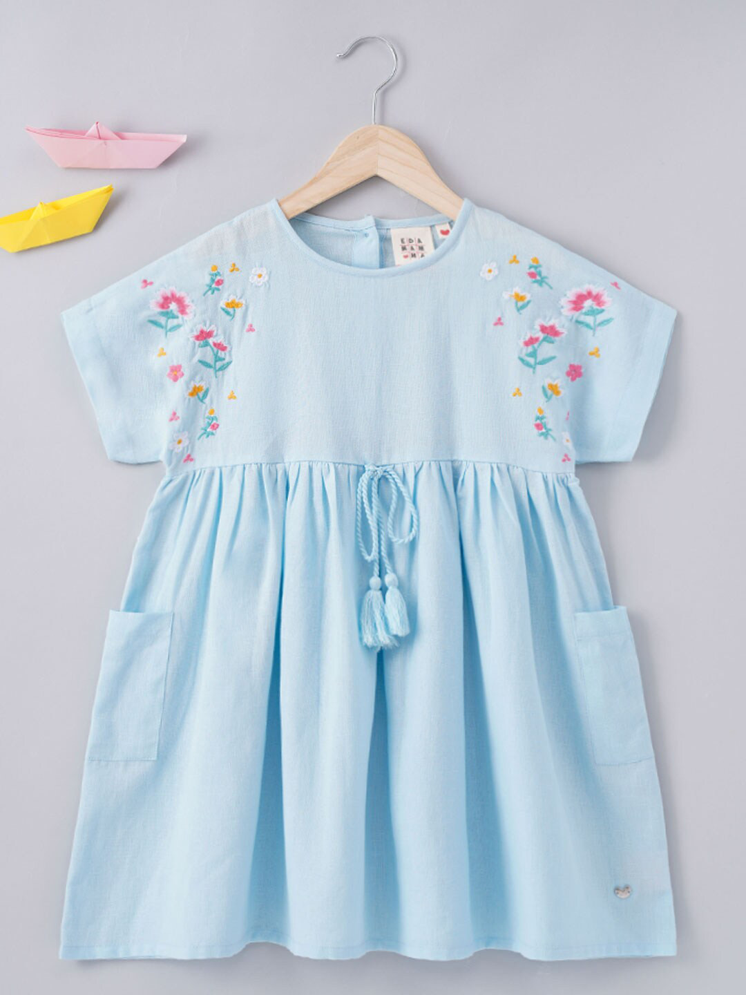 Buy Ed A Mamma Blue Floral Dress - Dresses for Girls 19139886 | Myntra