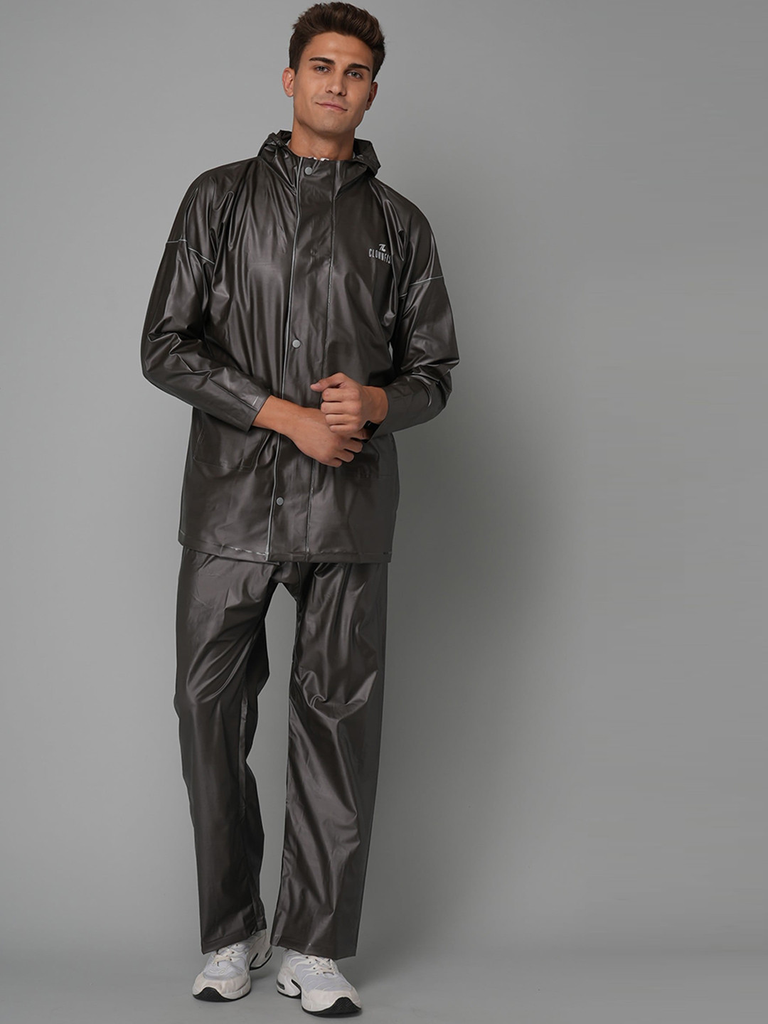 Buy THE CLOWNFISH Oceanic Pro Grey Solid Waterproof Rain Suit - Rain ...