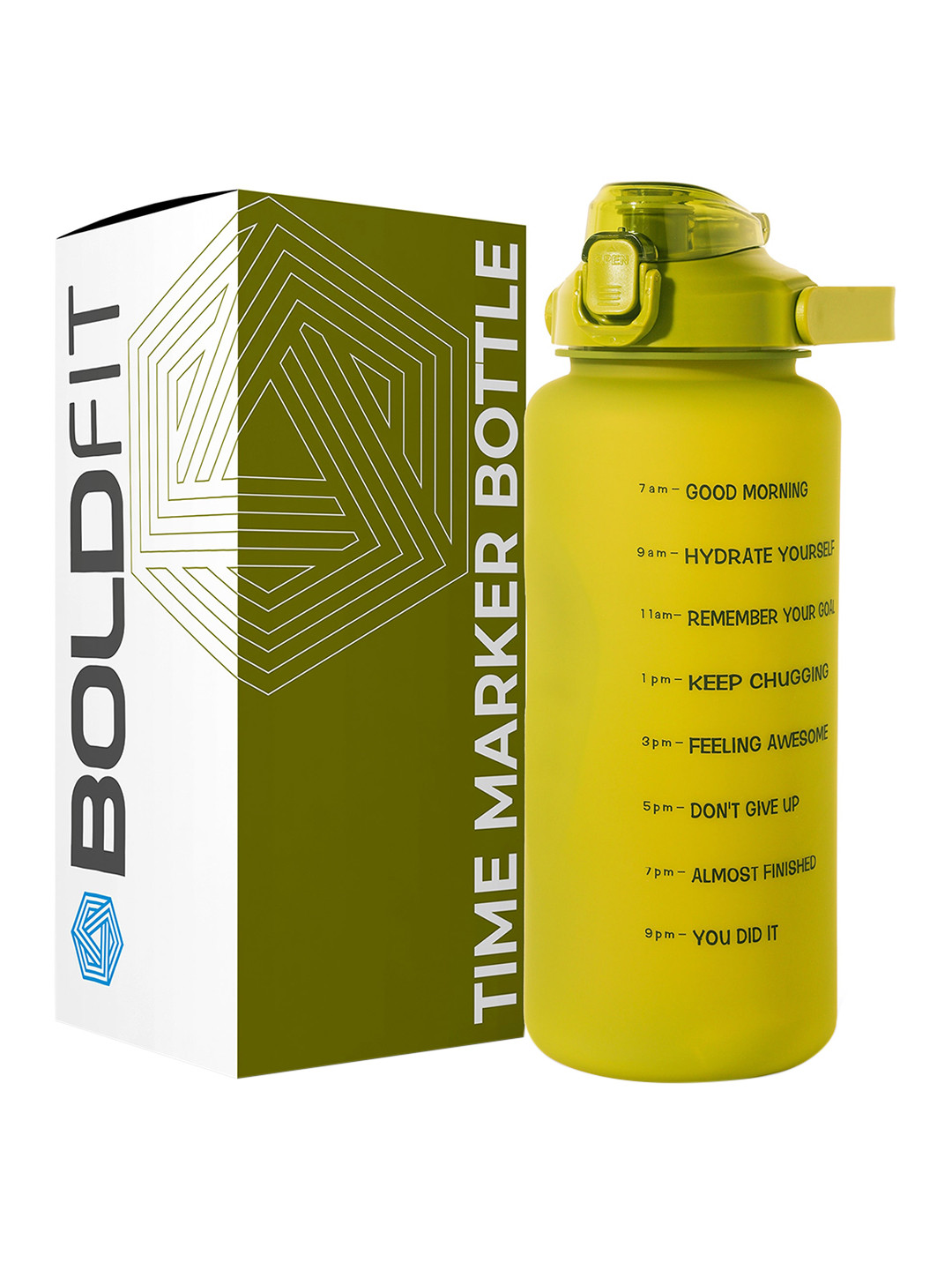 Buy BOLDFIT Green Motivational Printed Workout Sipper Water Bottle ...