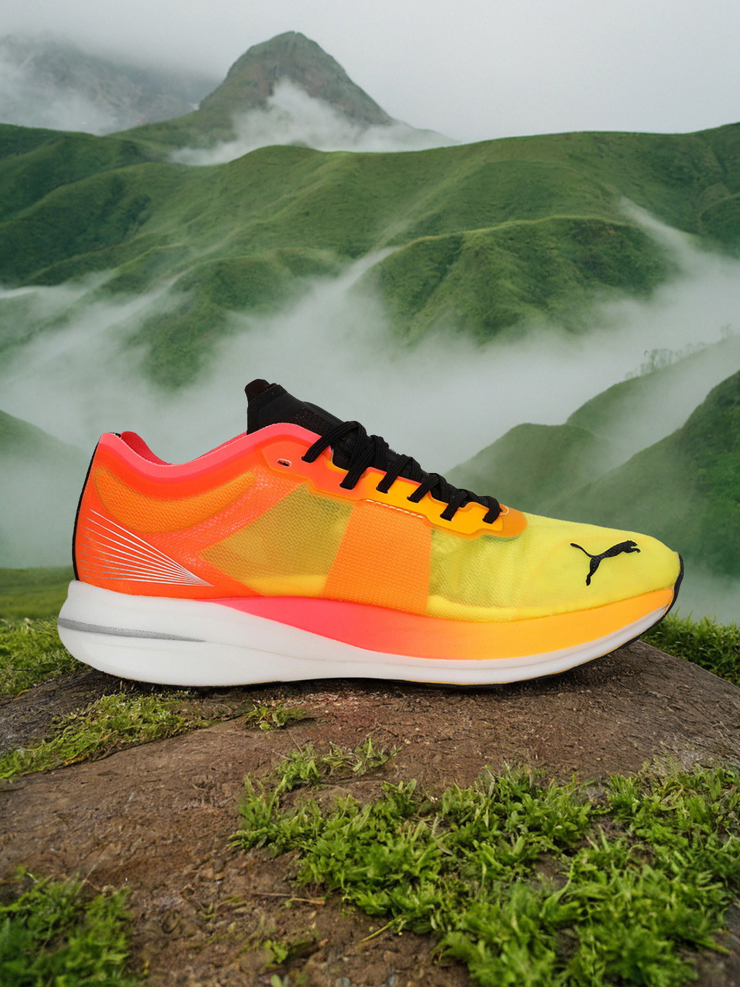 Buy Puma Men Orange Deviate Nitro Elite Fireglow Textile Running Shoes ...