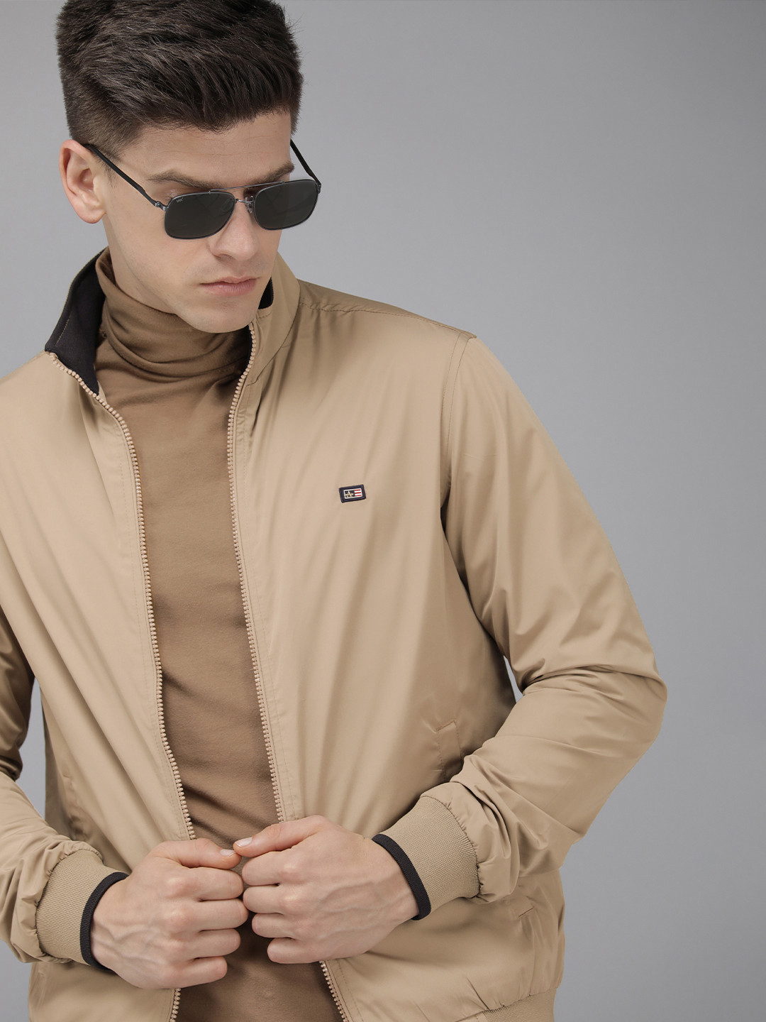Buy Arrow Men Beige Bomber Jacket - Jackets for Men 19150726 | Myntra