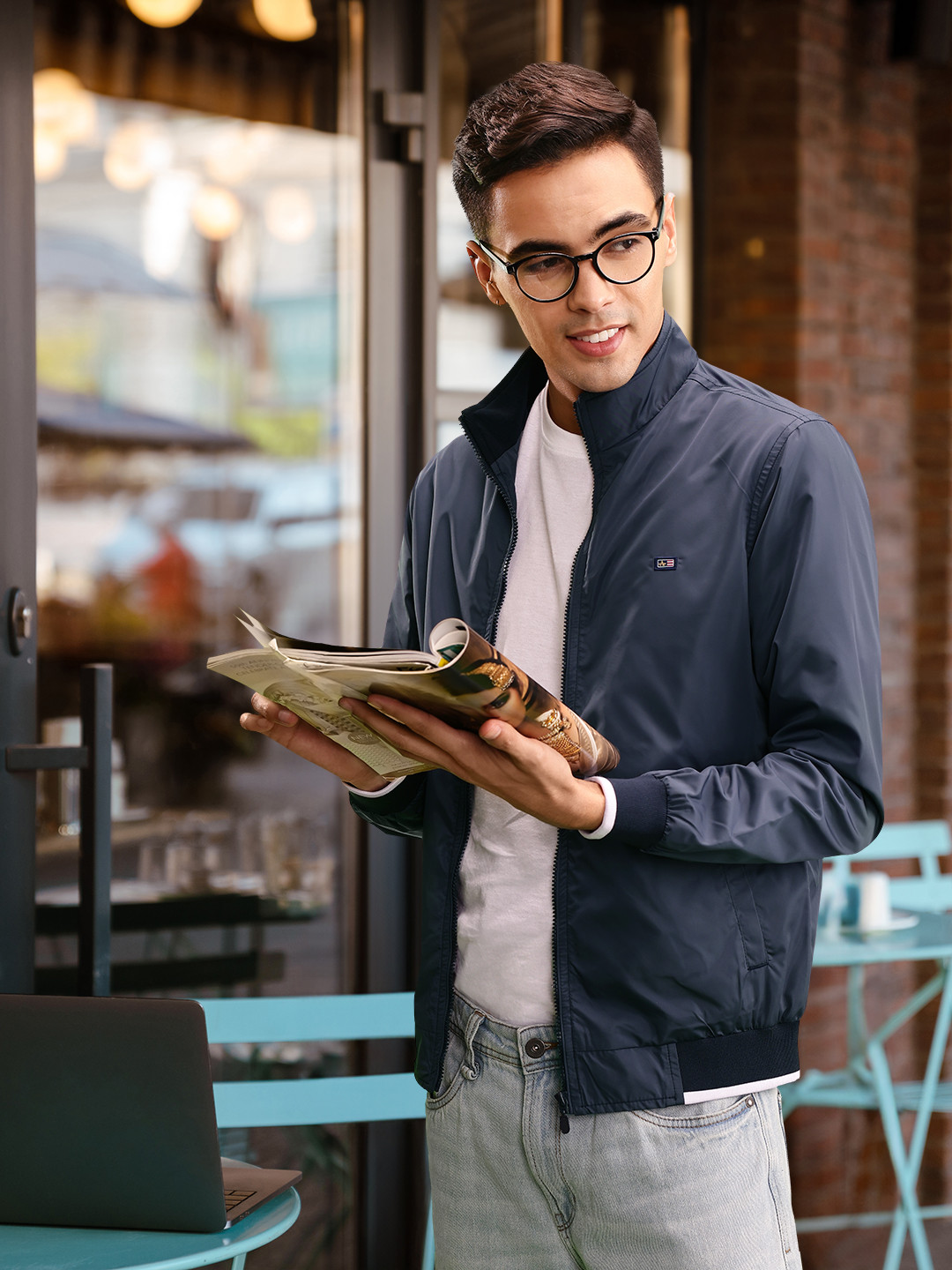 Buy Arrow Men Navy Blue Solid Bomber Jacket - Jackets for Men 19150744 ...