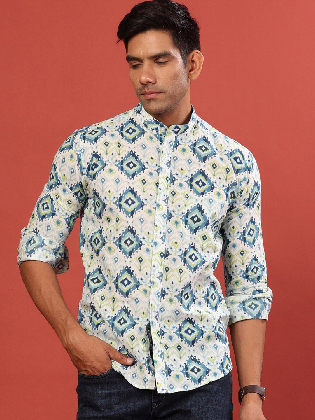 Buy Tistabene Men Blue Comfort Printed Casual Shirt - Shirts for Men ...