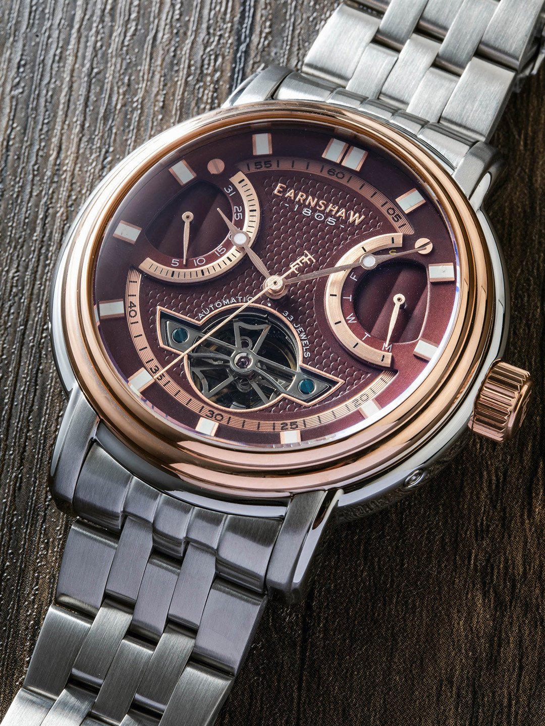 Buy EARNSHAW Men Red Retrograde Open Heart Automatic Watch ES 8184 77 ...