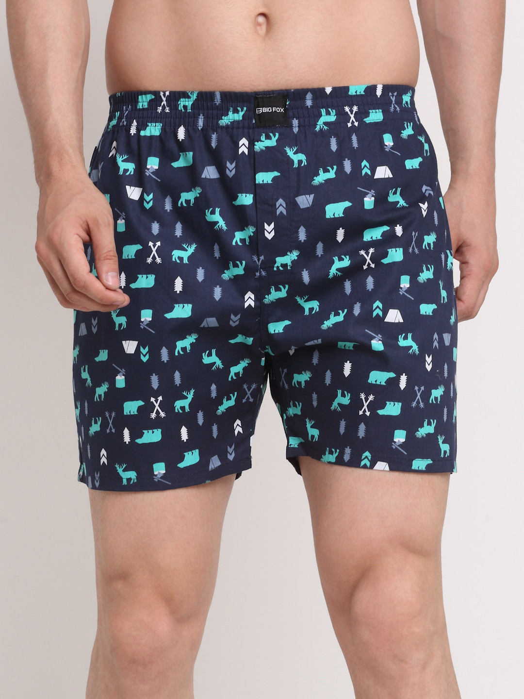 Buy Big Fox Men Blue Printed Pure Cotton Boxers BX_033_D Blue_S Dark ...