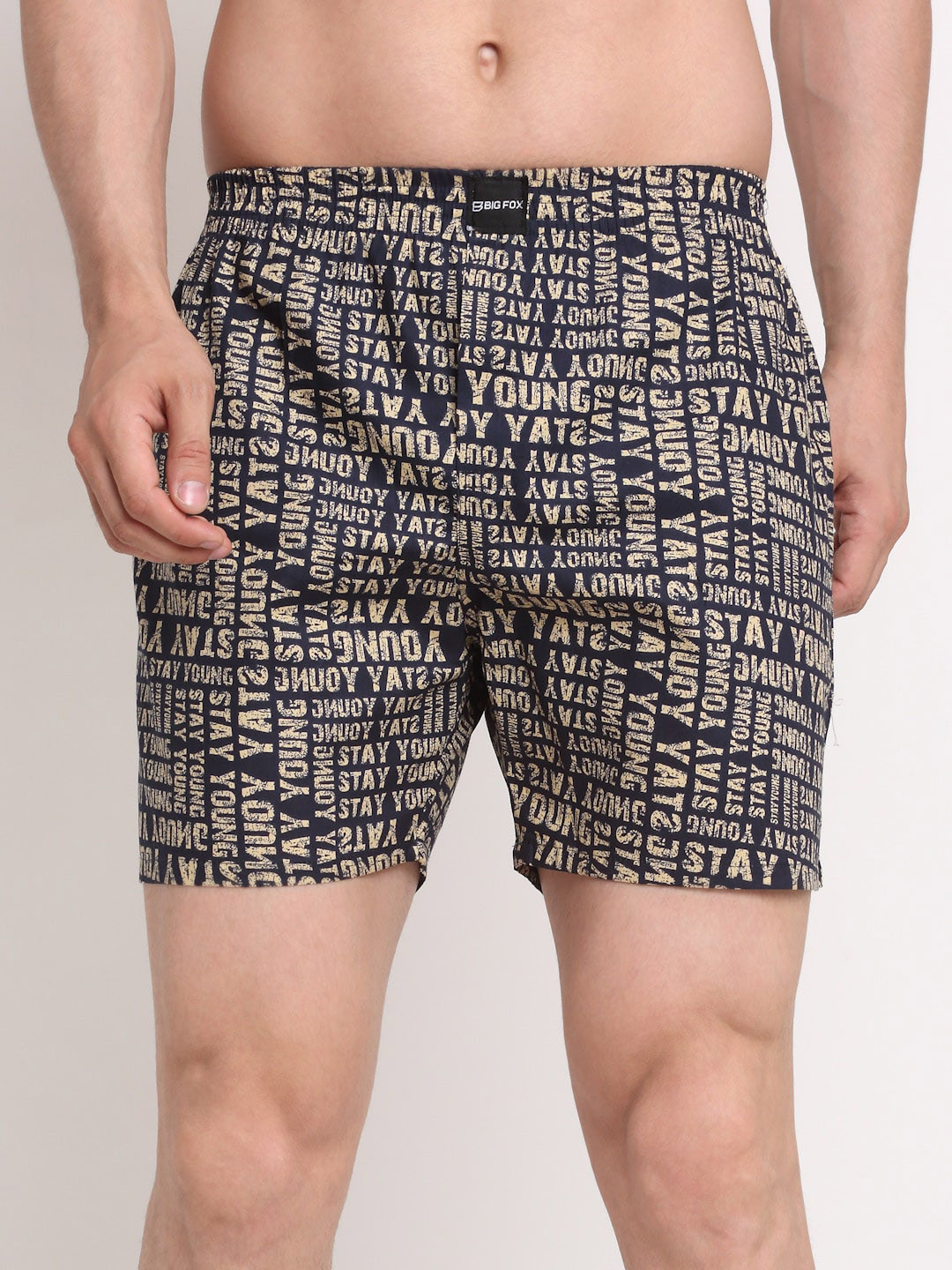 Buy Big Fox Men Navy Blue & Beige Printed Pure Cotton Boxers - Boxers ...