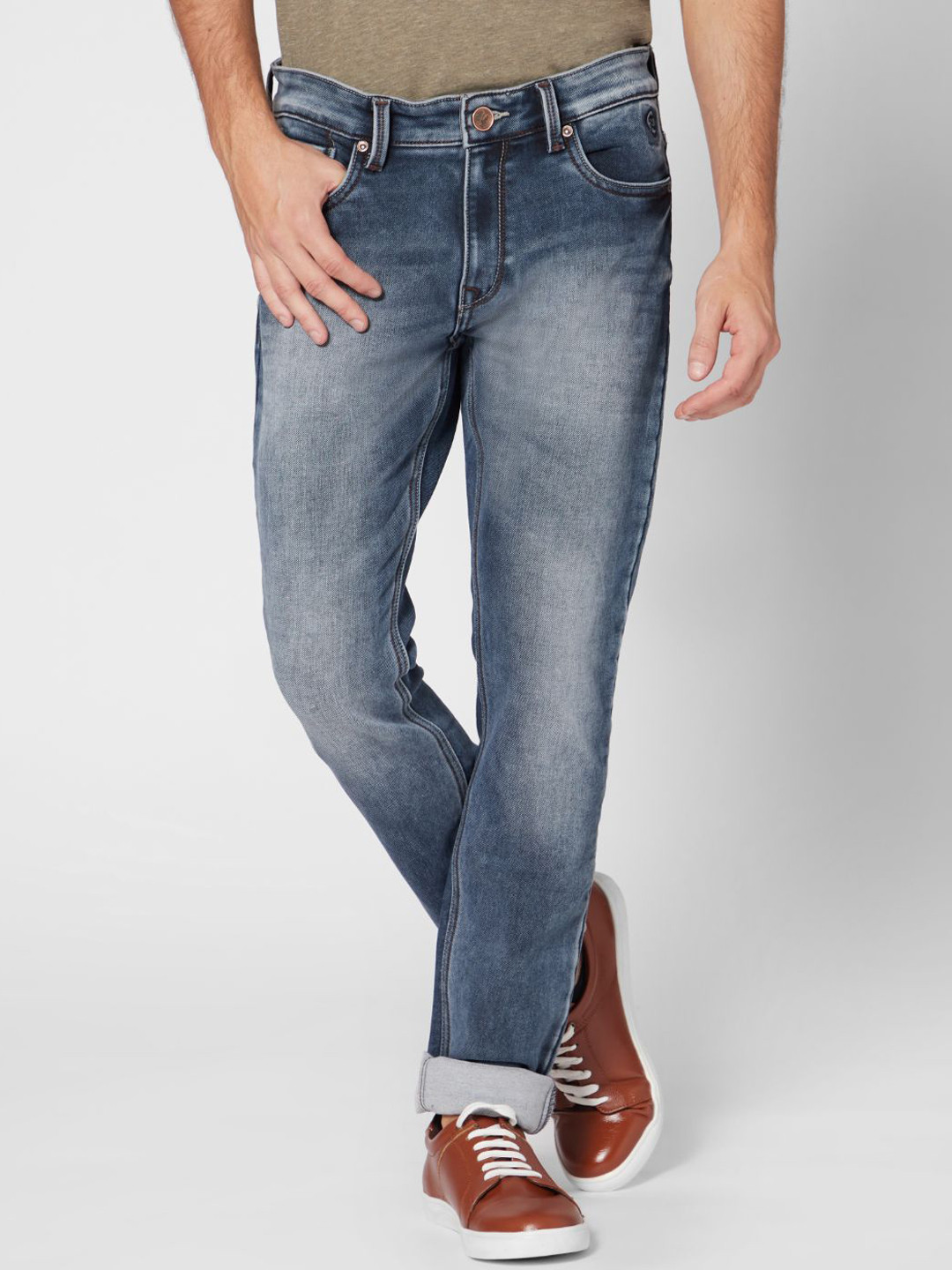 Buy ROCKING SWAMY Men Blue Slim Fit Heavy Fade Stretchable Jeans ...