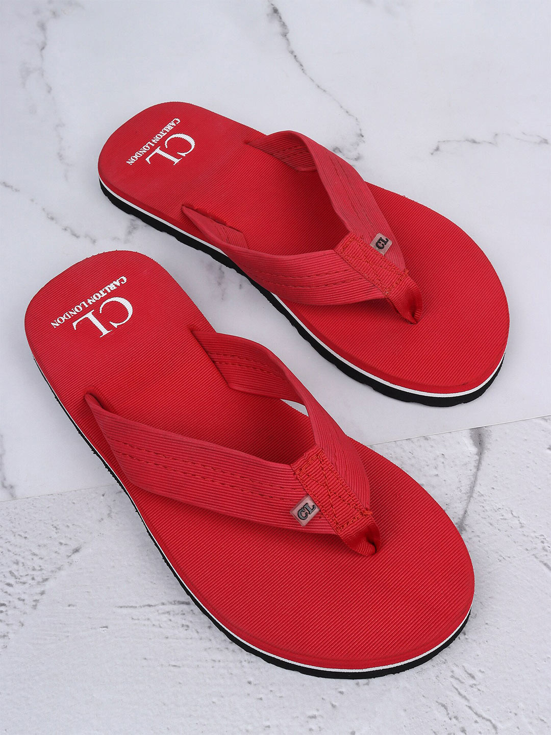 Buy Carlton London Men Red & Black Thong Flip Flops - Flip Flops for ...