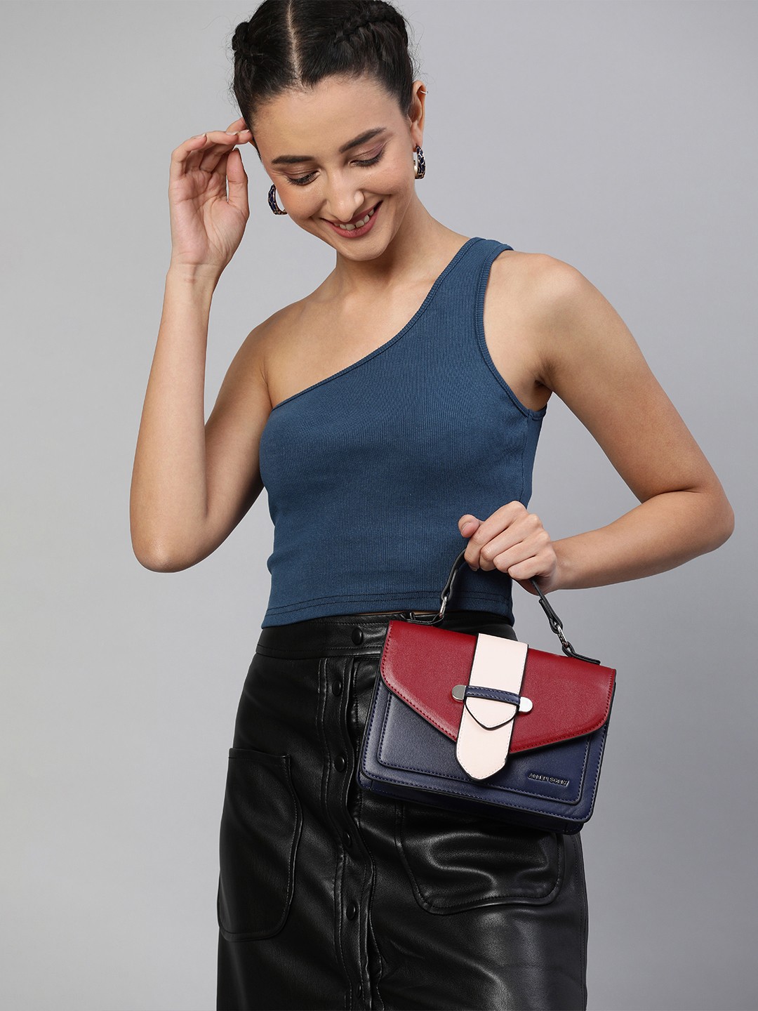 Buy Aahwan Blue Solid One Shoulder Crop Top Tops For Women 19159438