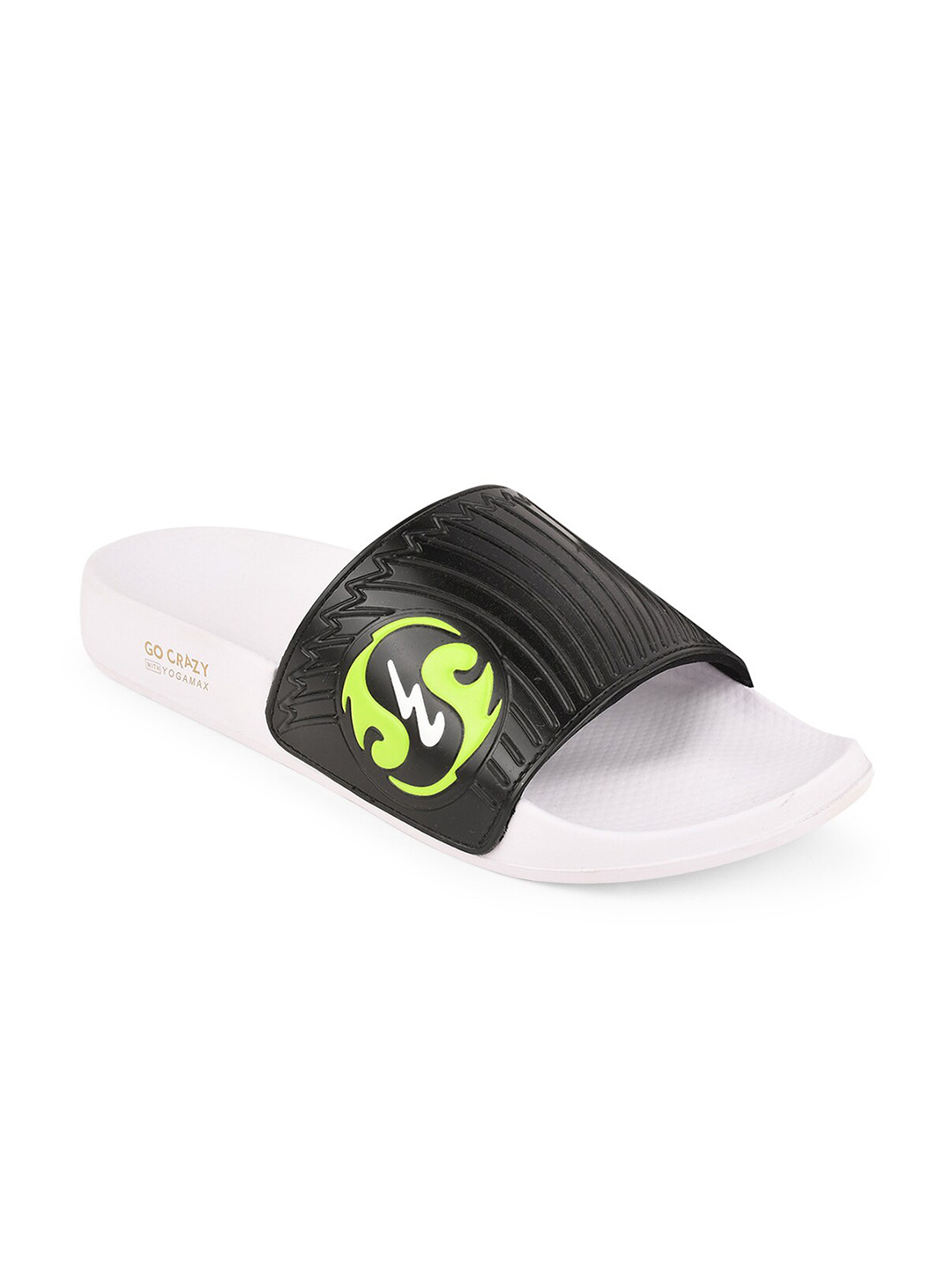 Buy Campus Men Black & Green Printed Sliders - Flip Flops for Men ...