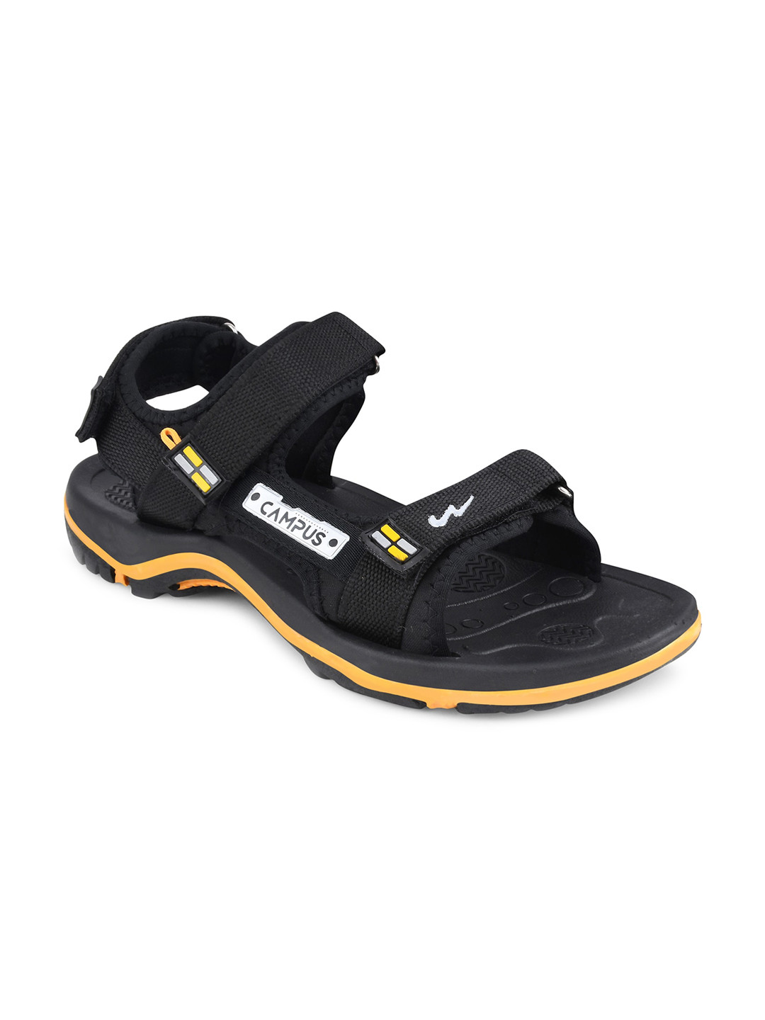 Buy Campus Men Black Patterned Sports Sandals - Sports Sandals for Men ...