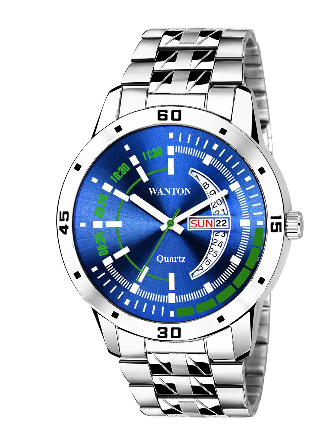 Buy WANTON Men Blue Dial & Steel Toned Stainless Steel Bracelet Style ...