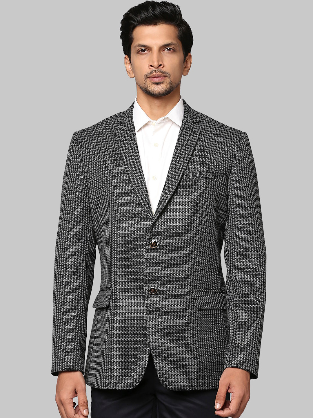 Buy Park Avenue Men Grey Checked Single Breasted Blazers - Blazers for ...