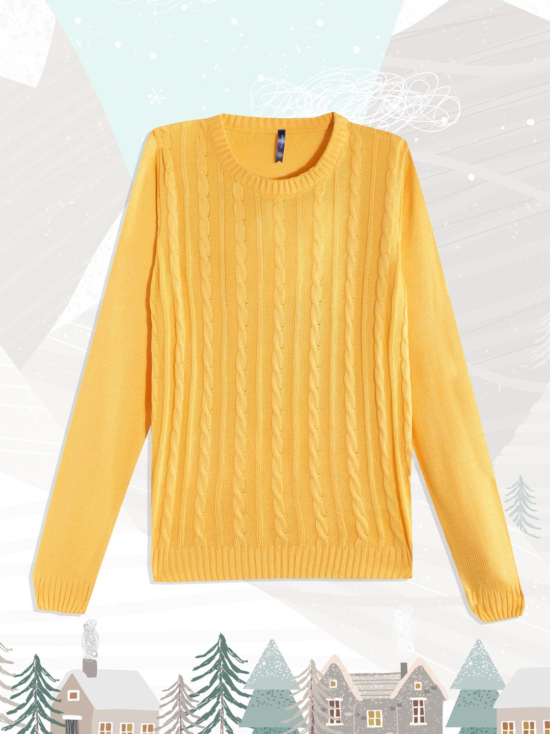 Buy YK Girls Mustard Yellow Cable Knit Pullover - Sweaters for Girls ...