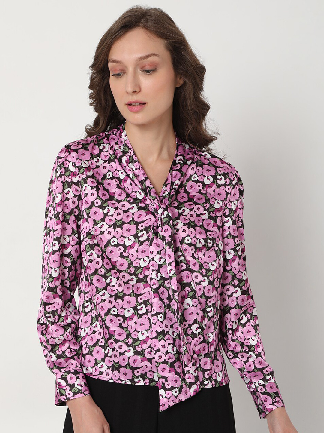 Buy Vero Moda Purple & White Floral Printed Top - Tops for Women ...