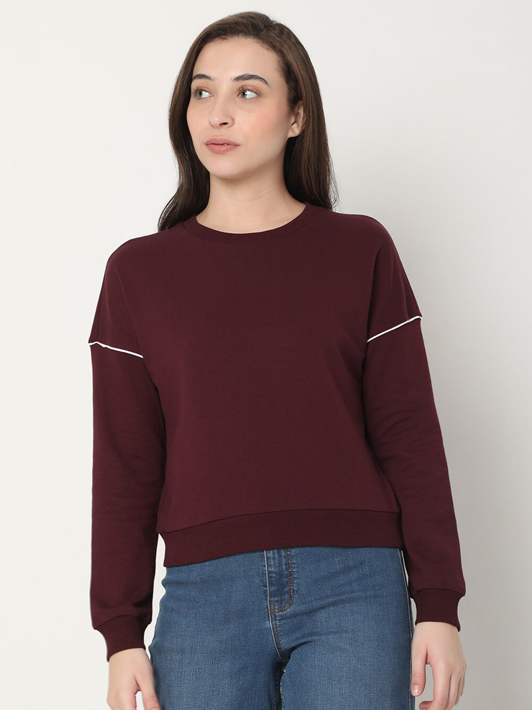 Buy Vero Moda Women Maroon Sweatshirt - Sweatshirts for Women 19178822 ...