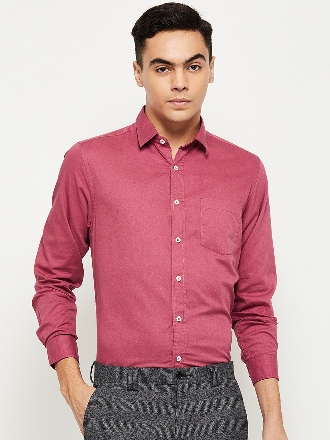 Buy Max Men Pink Regular Fit Cotton Casual Shirt - Shirts for Men ...