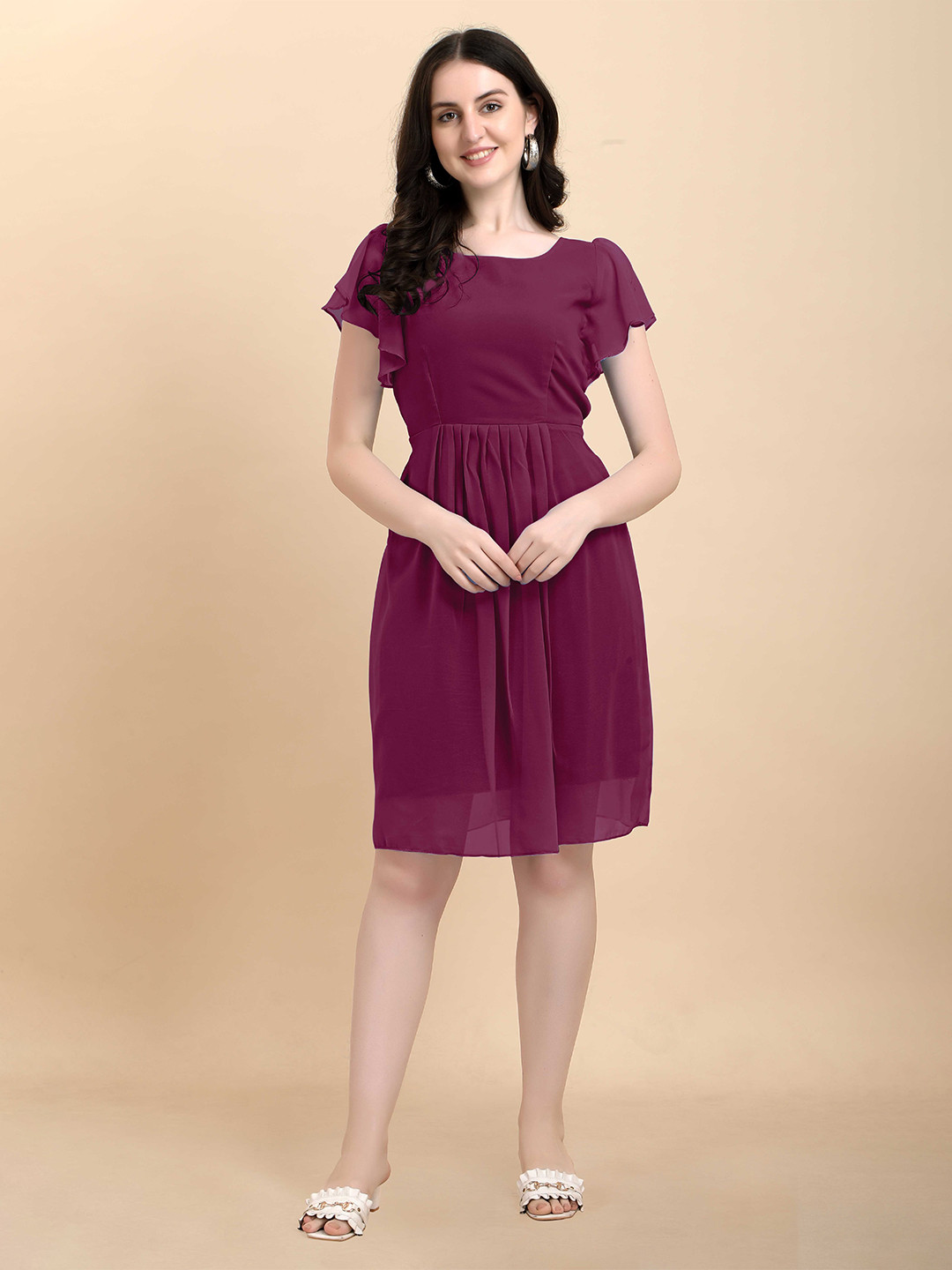 Buy AUCREATIONS Purple Georgette Dress - Dresses for Women 19180390 ...