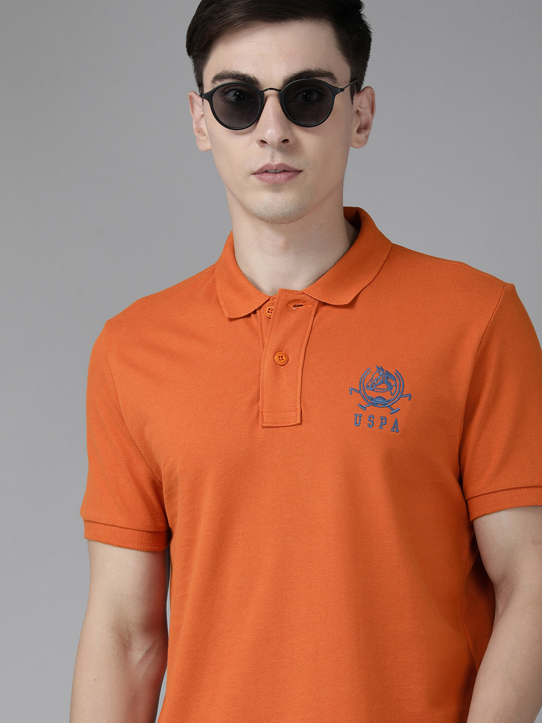 Buy U S Polo Assn Men Orange Polo Collar Pure Cotton T Shirt - Tshirts ...