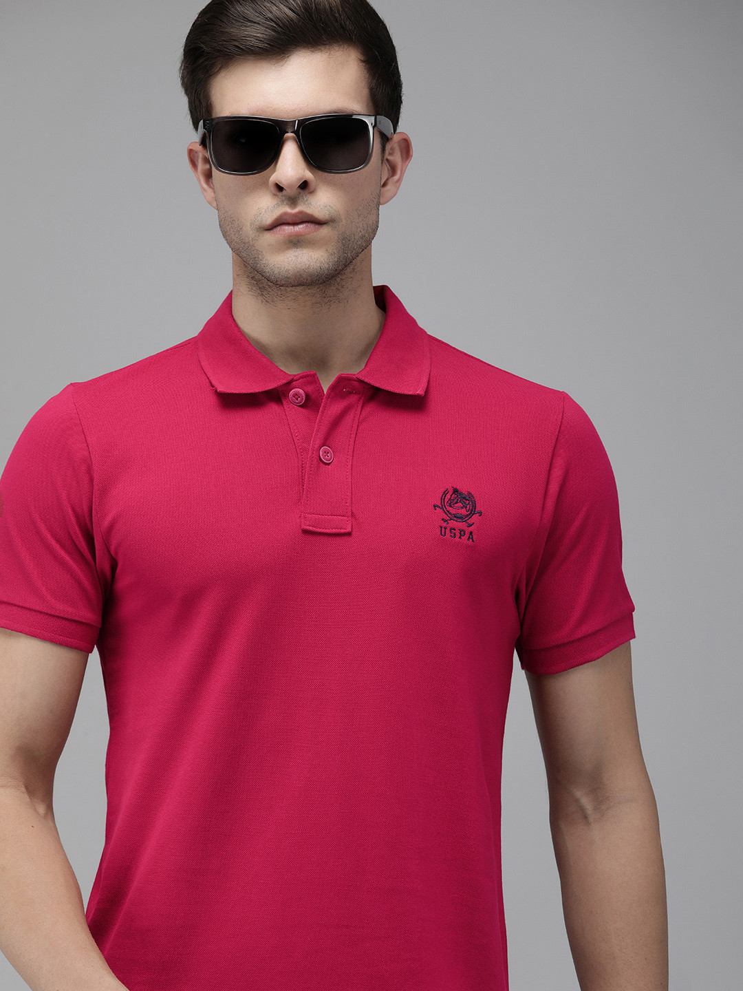 Buy U.S. Polo Assn. Men Magenta Polo Collar Slim Fit T Shirt - Tshirts ...