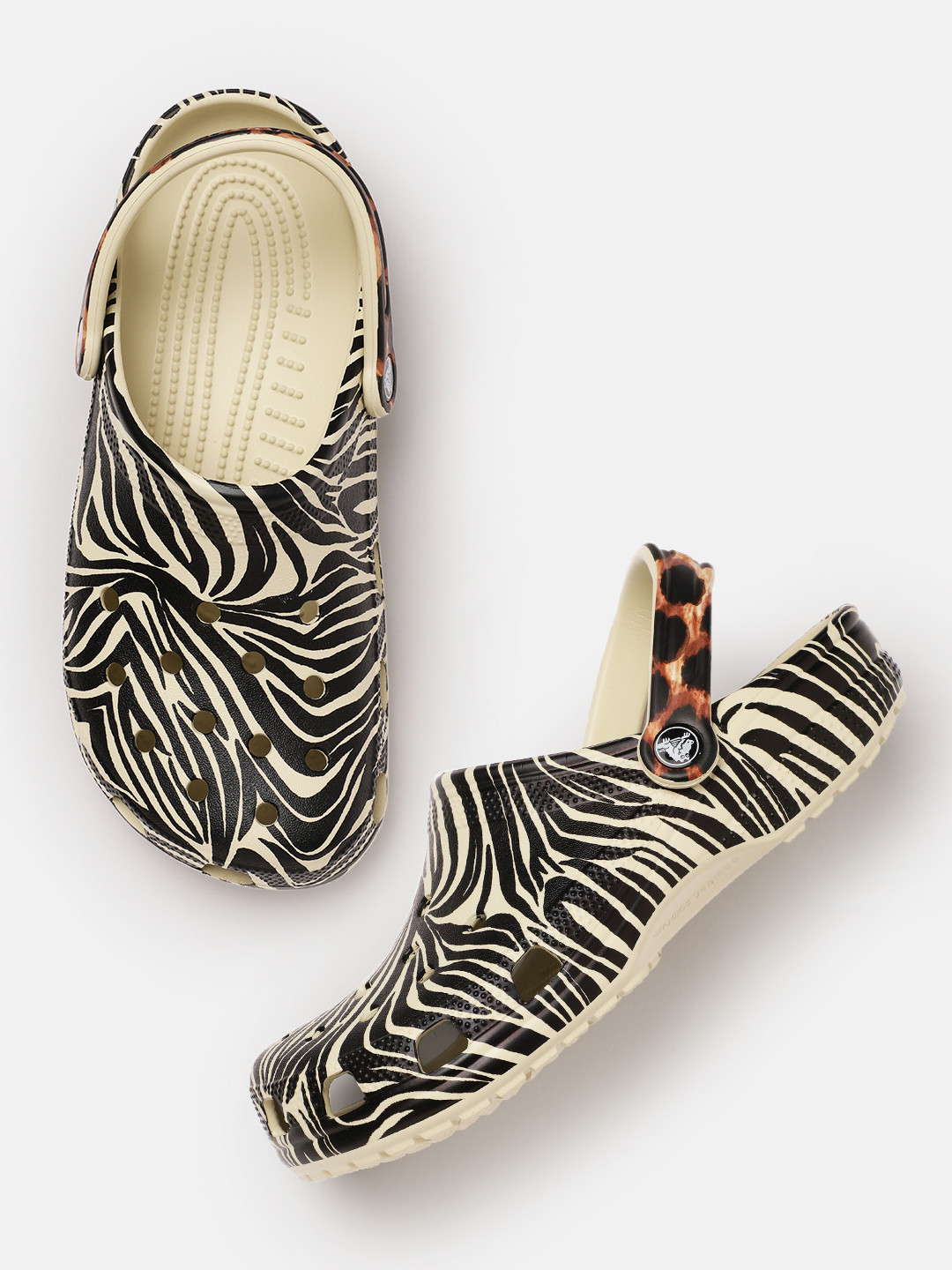 Buy Crocs Unisex Beige Printed Classic Animal Remix Croslite Clogs ...