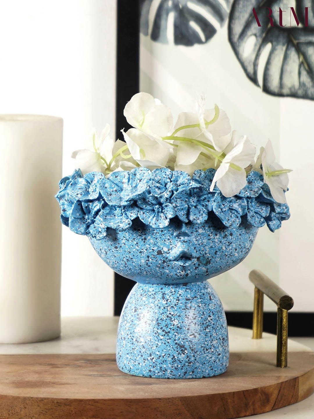 Buy THE ARTMENT Blue Surreal Face Table Planter - Planters for Unisex ...