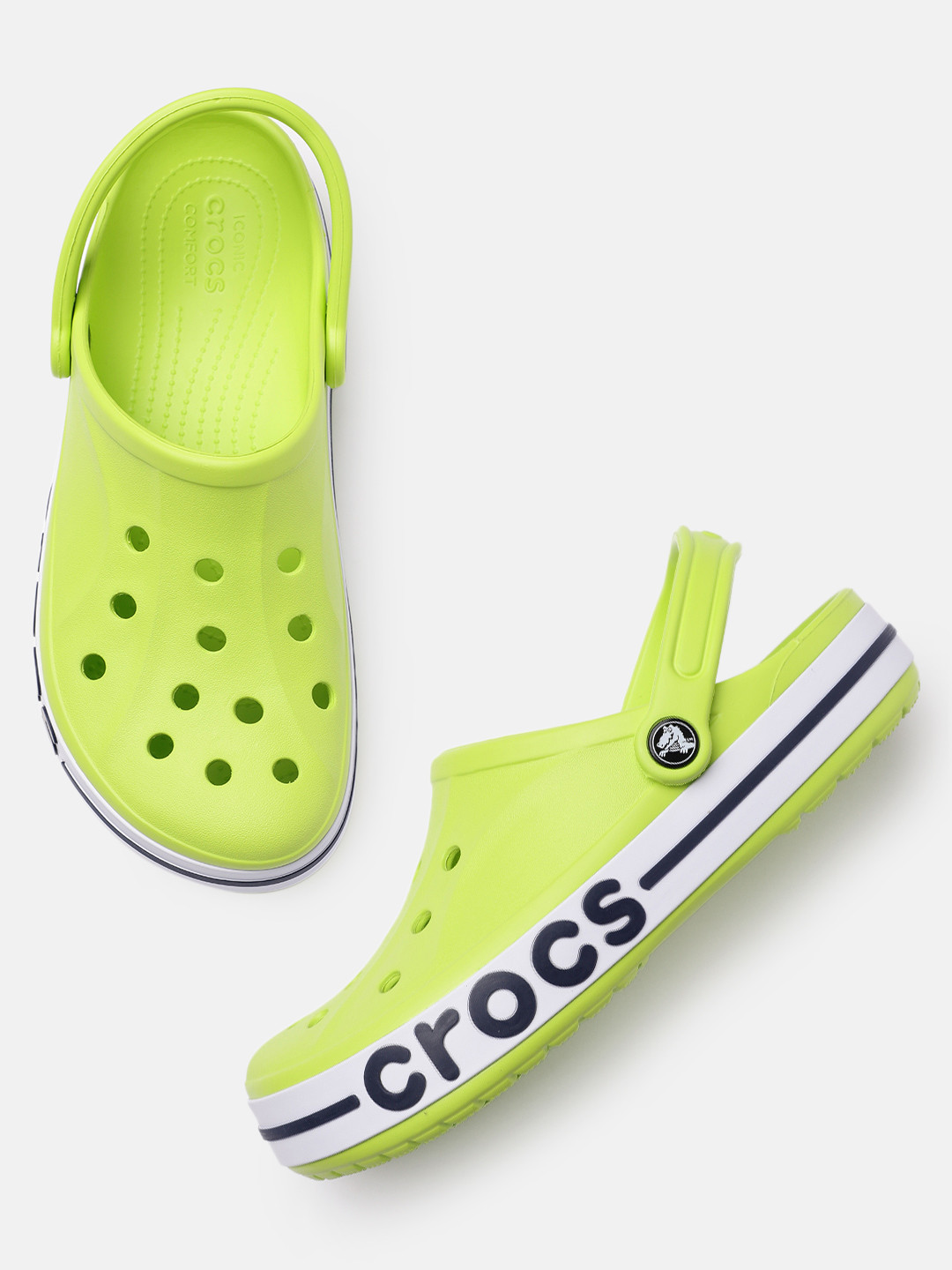 Buy Crocs Women Fluorescent Green Croslite Clogs - Flip Flops for Women ...