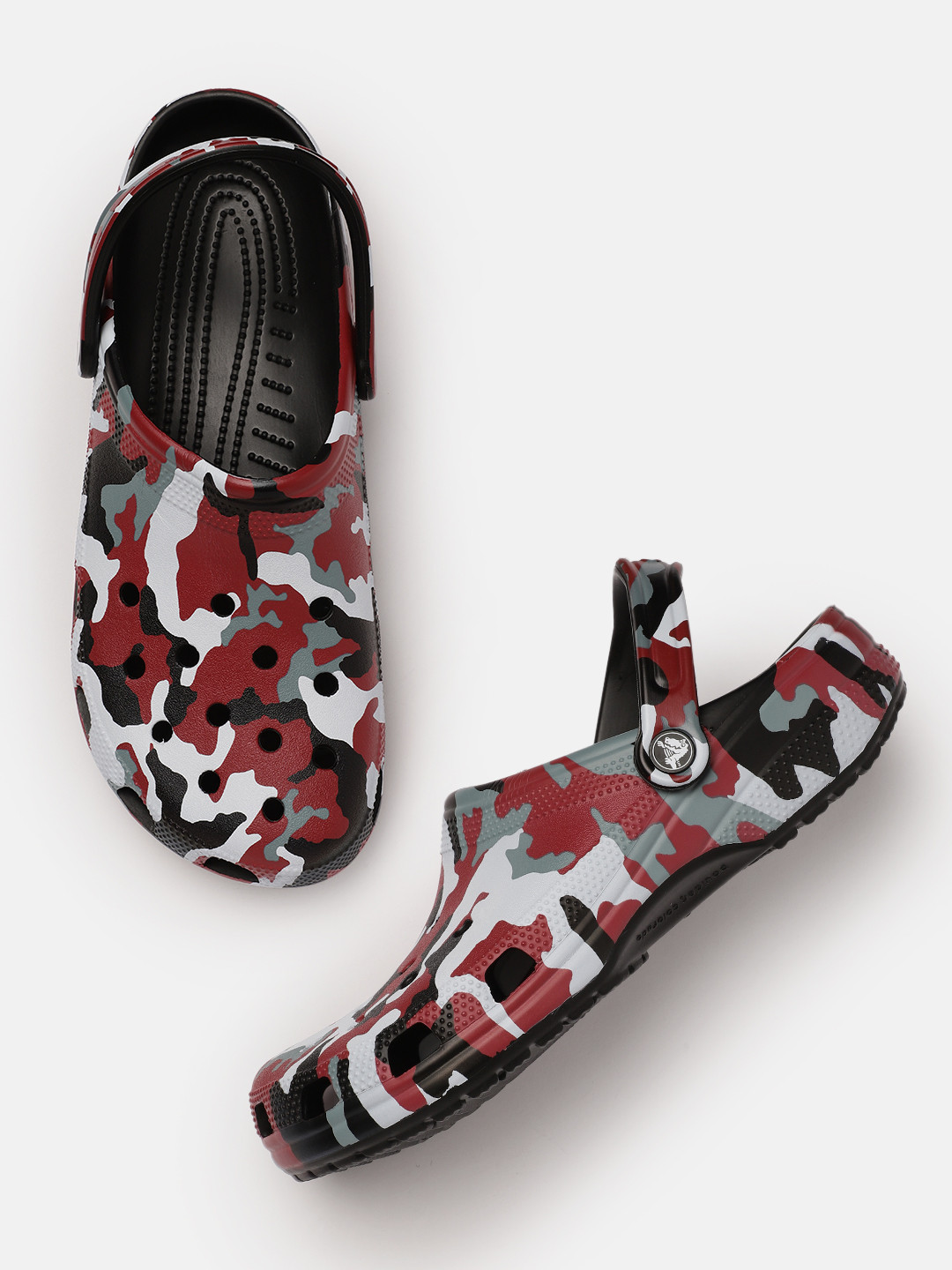 Buy Crocs Unisex Black & Red Printed Clogs - Flip Flops for Unisex ...
