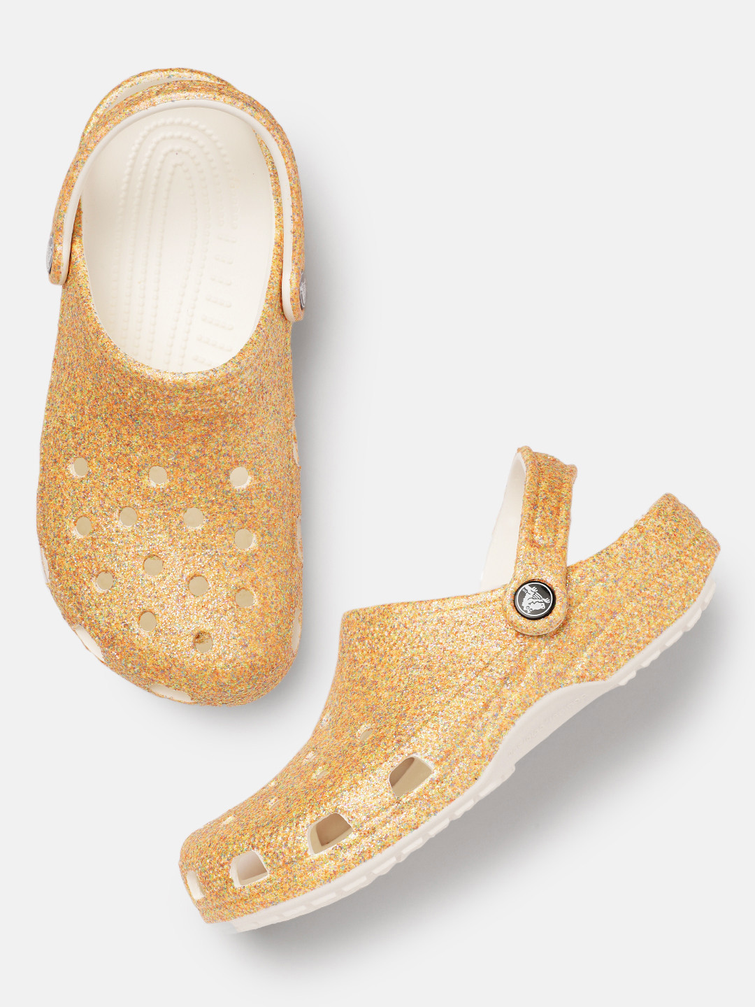Buy Crocs Unisex Orange Classic Glitter Croslite Clogs - Flip Flops for ...