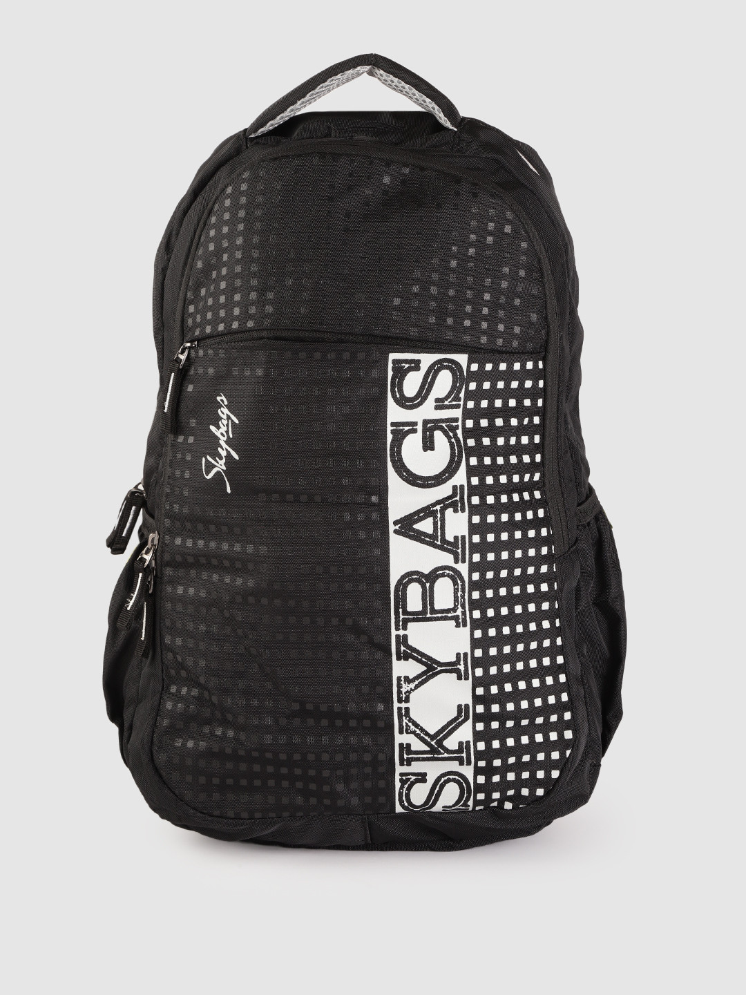 Buy Skybags Unisex Black & White Brand Logo Print Backpack 22.2 L ...