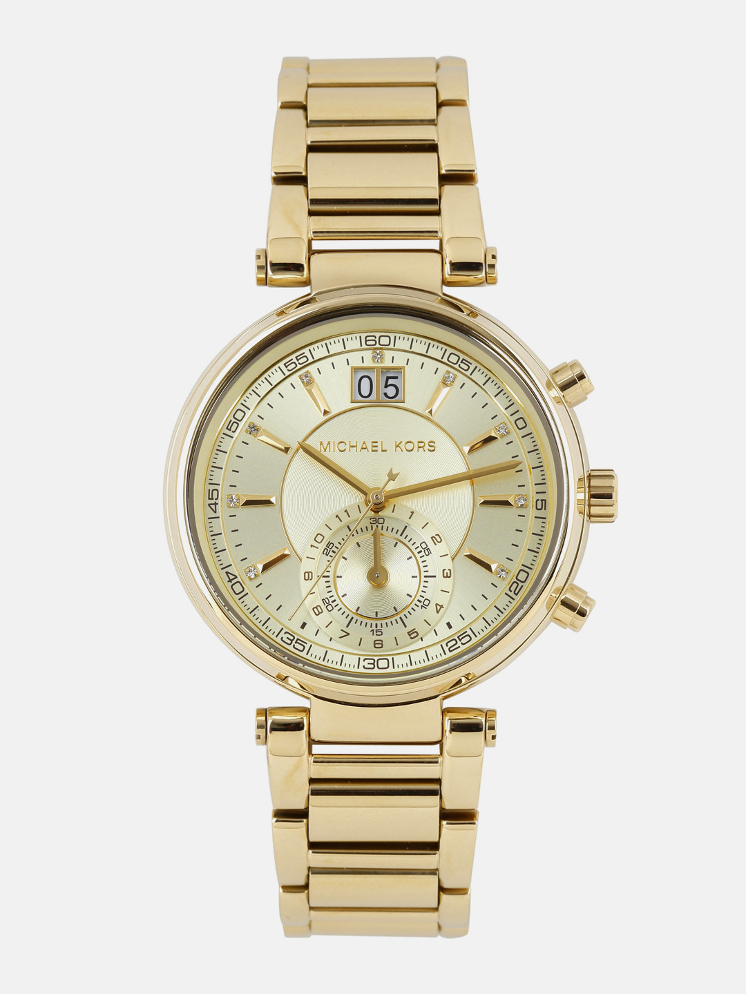 Buy Michael Kors Women Muted Gold Toned Chronograph Analogue Watch ...