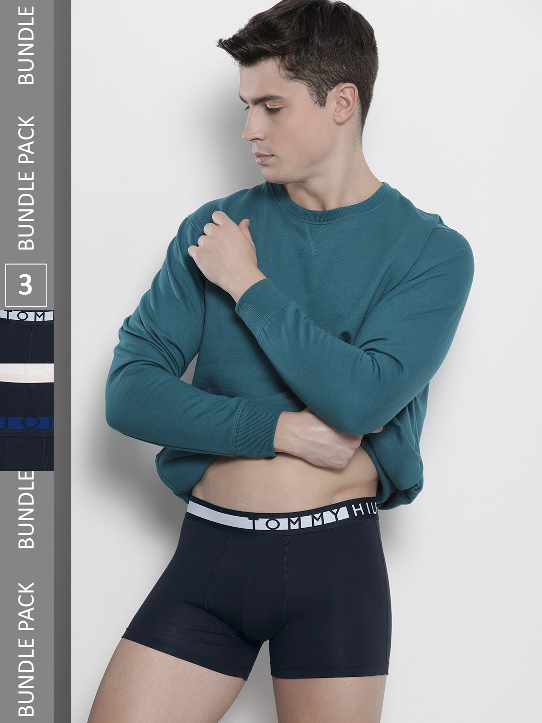 Buy Tommy Hilfiger Men Navy Blue Pack Of 3 Solid Low Rise Short Trunk ...