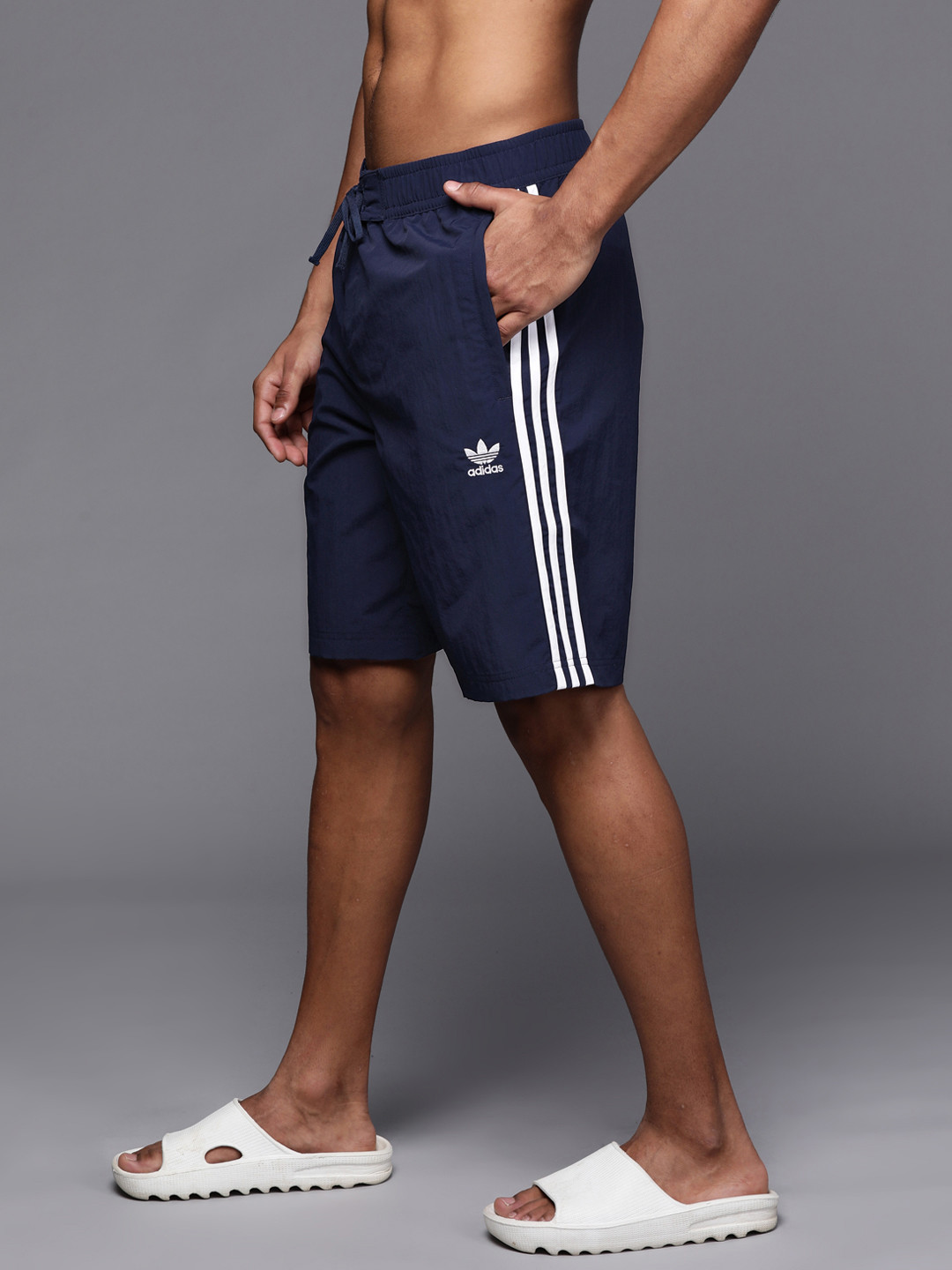 Buy ADIDAS Originals Men Navy Blue Adicolor 3 Stripes Board Shorts ...