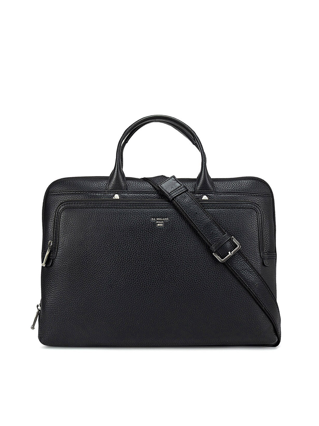 Buy Da Milano Men Black Textured Leather Laptop Sleeve - Laptop Bag for ...