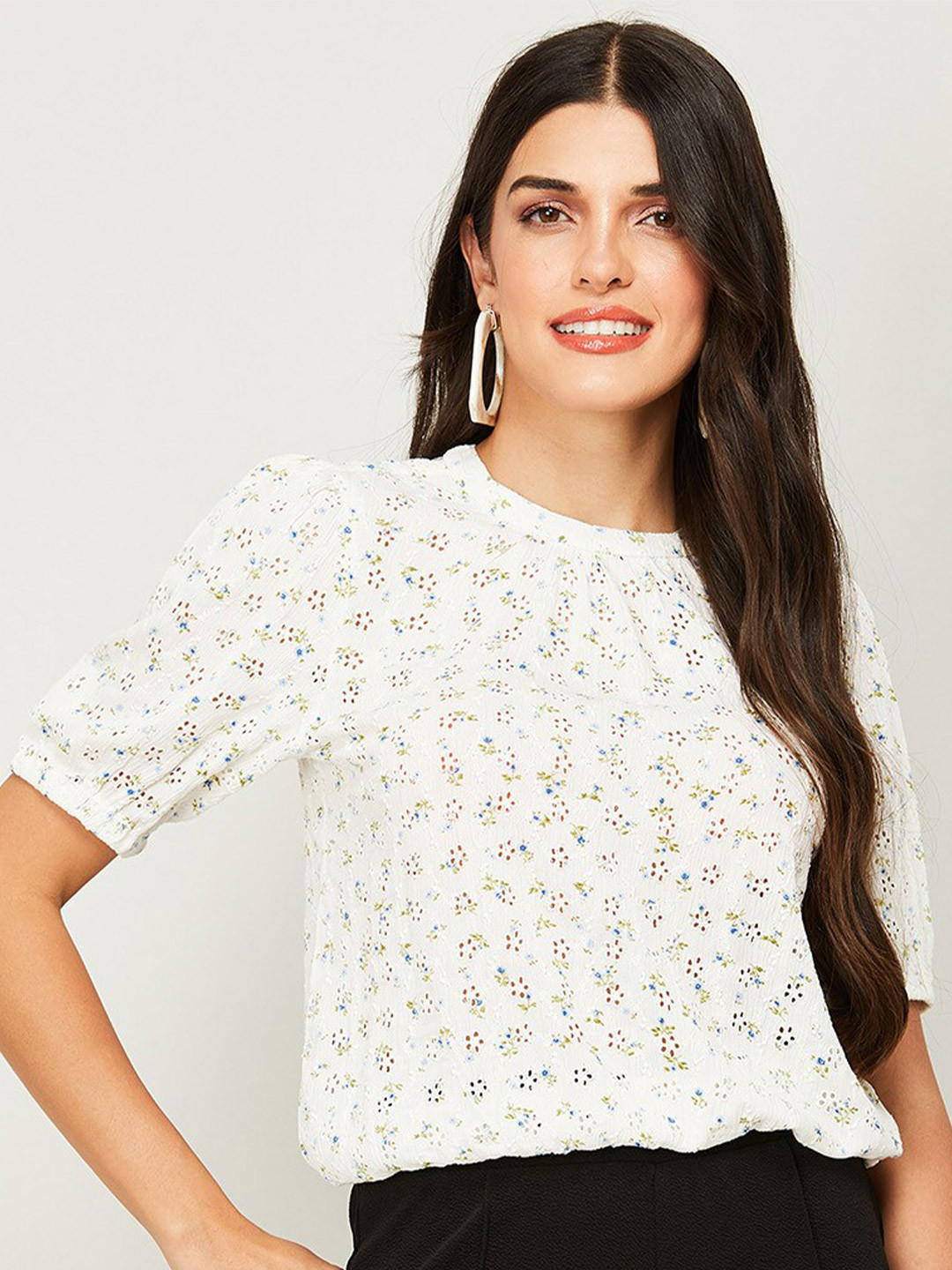 Buy Bossini White Printed Viscose Rayon Tops - Tops for Women 19188938 ...