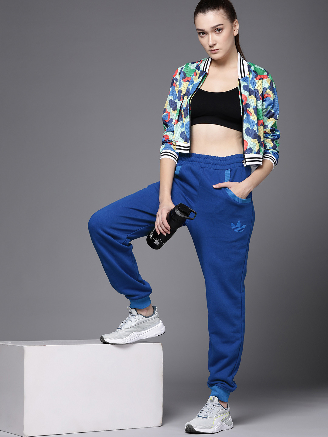 Buy ADIDAS Originals Women Blue Adicolor 70S Pure Cotton Track Pants ...