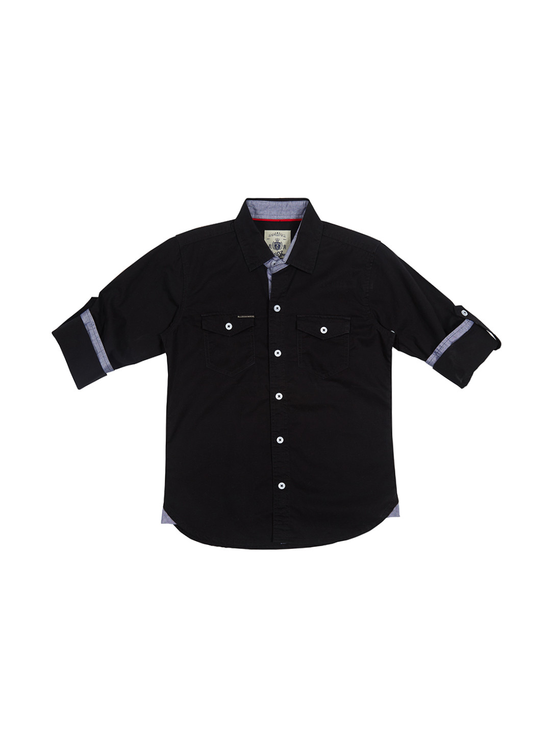 Buy Gini And Jony Boys Black Solid Standard Regular Fit Casual Shirt ...