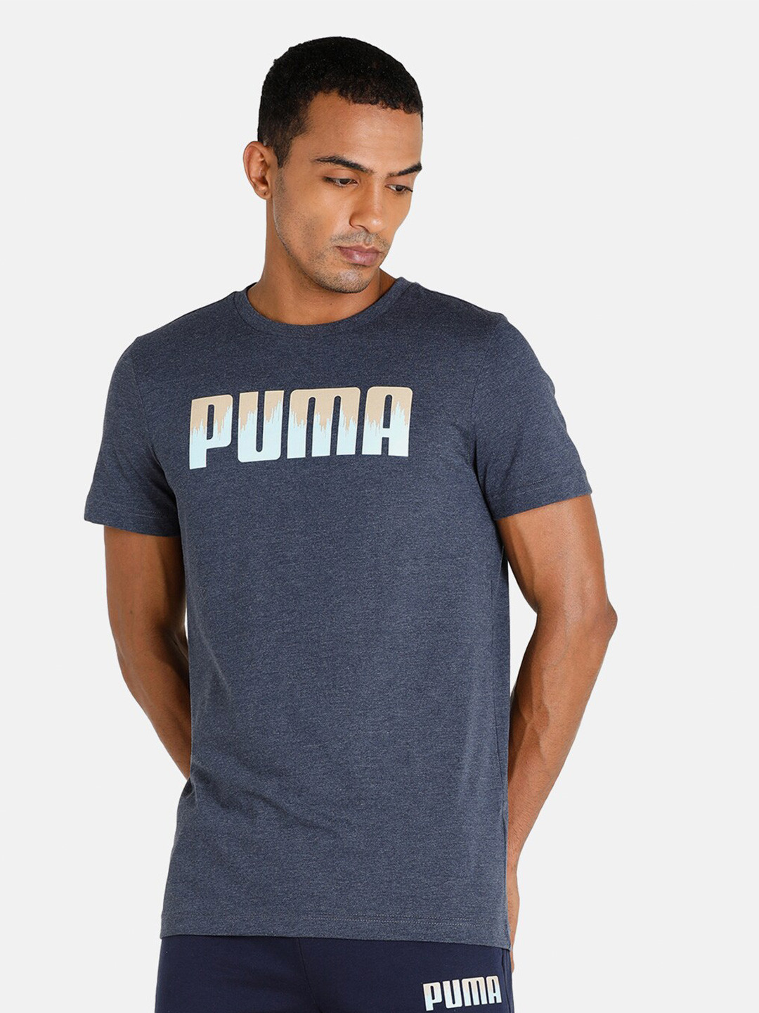 Buy Puma Men Blue Slim Fit Cotton T Shirt - Tshirts for Men 19194272 ...