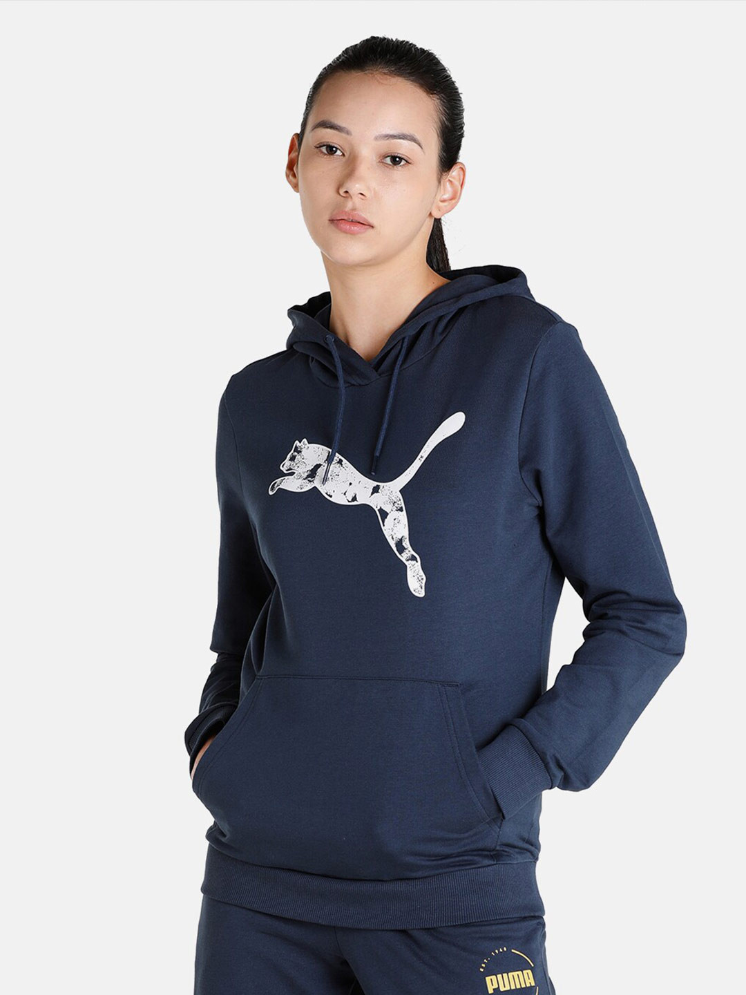 Buy Puma Women Navy Blue Graphic Printed Regular Fit Sweatshirt ...