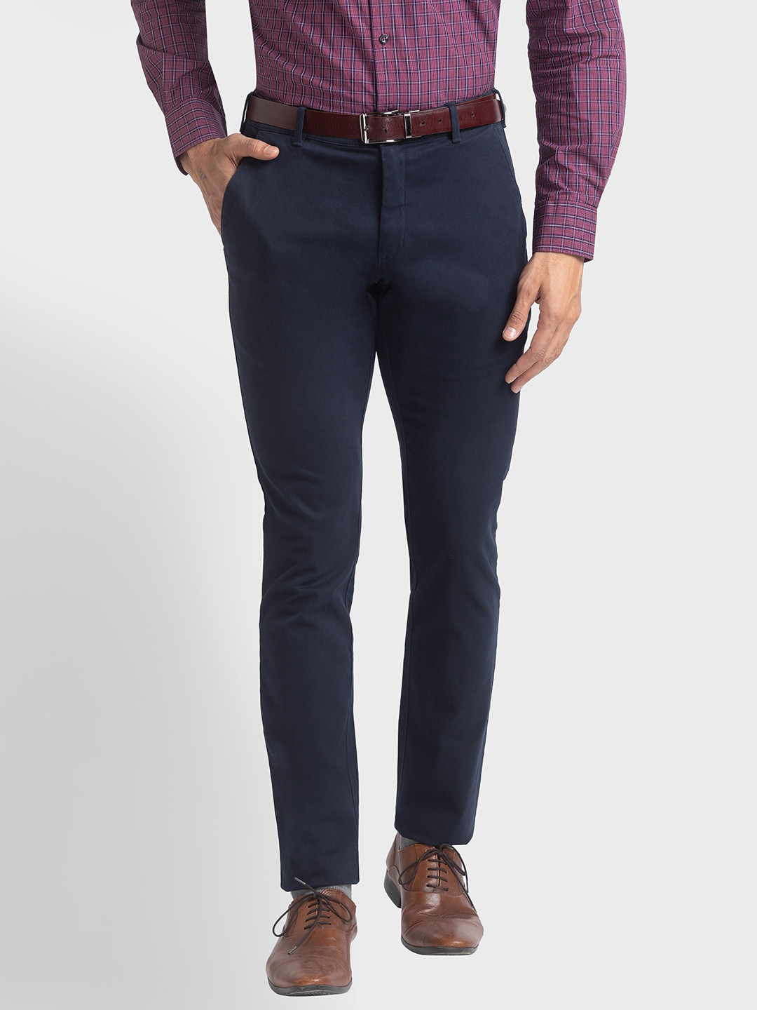 Buy ColorPlus Men Blue Trousers - Trousers for Men 19195248 | Myntra