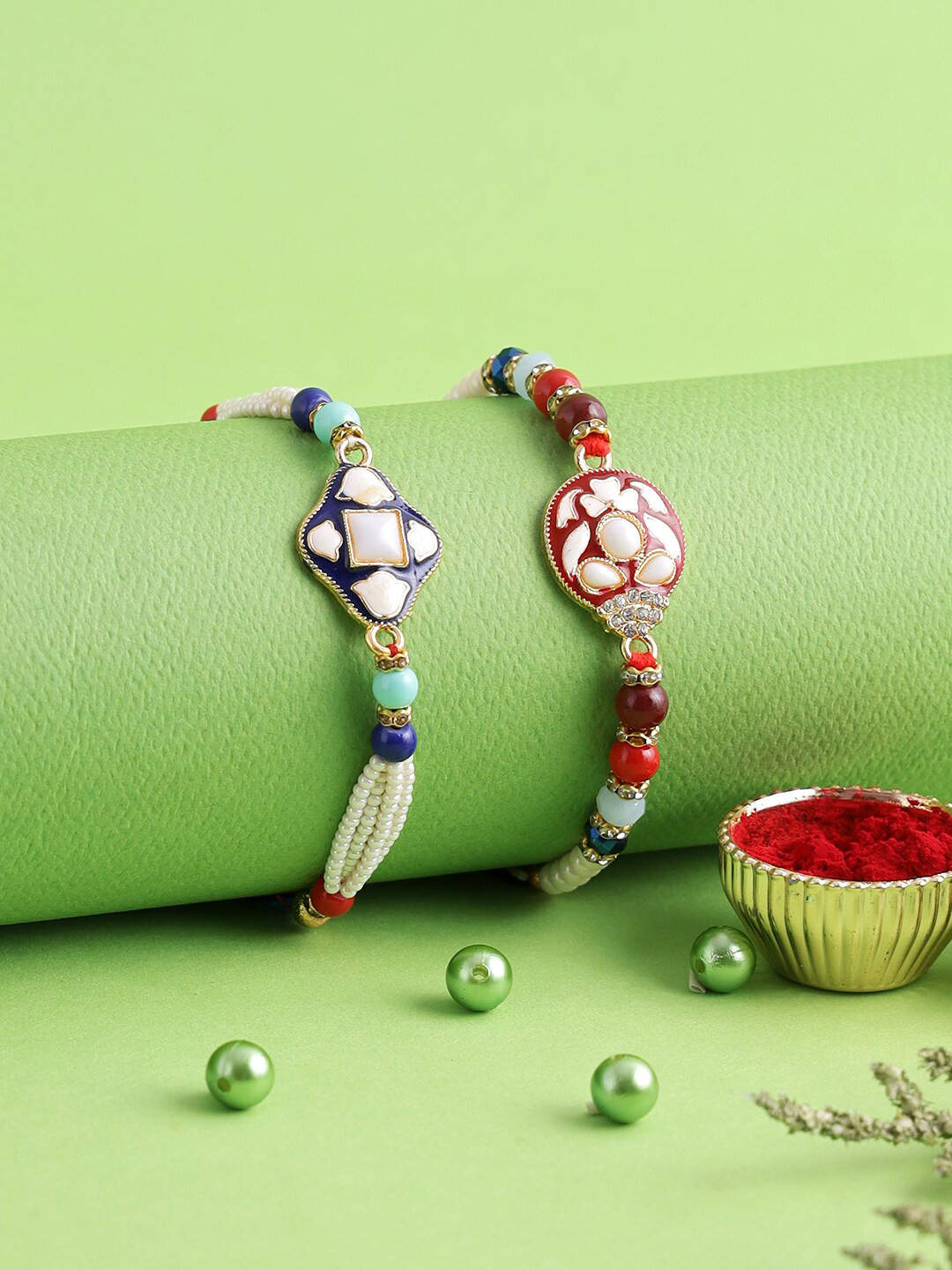 Buy Aapno Rajasthan Set Of 2 Thread Rakhi With Roli Chawal & Raksha ...