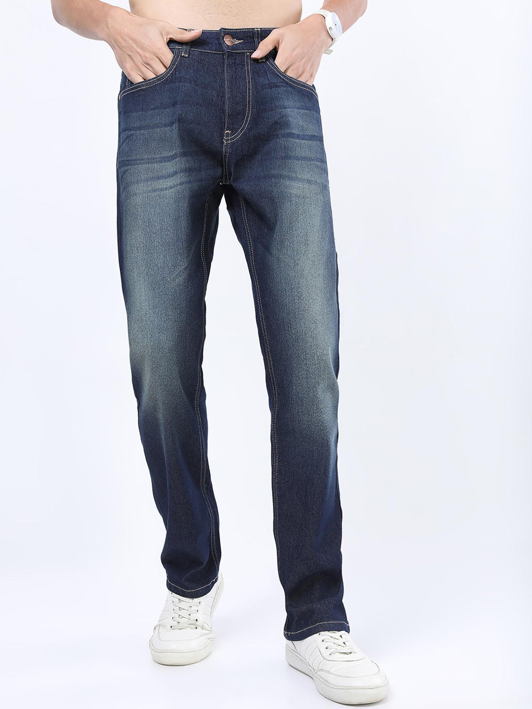 Buy KETCH Men Blue Straight Fit Clean Look Light Fade Stretchable Jeans ...